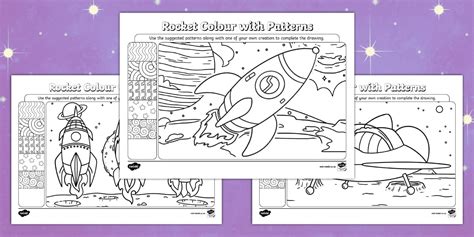 Rocket Colour With Patterns Activity Teacher Made Twinkl
