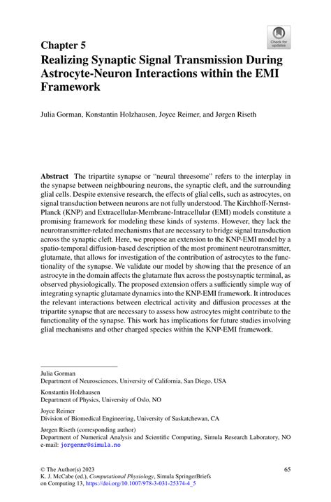 Pdf Realizing Synaptic Signal Transmission During Astrocyte Neuron