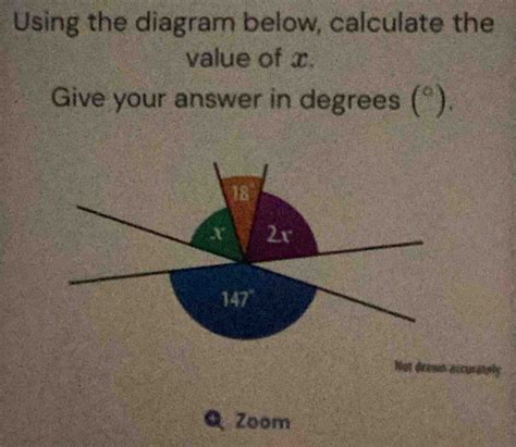 solved using the diagram below calculate the value of x give your