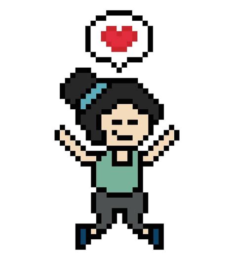 8 Bit Pixel Character Cute Cartoon Art Woman Female Girl Dance Happy Like Glad 8bit Art