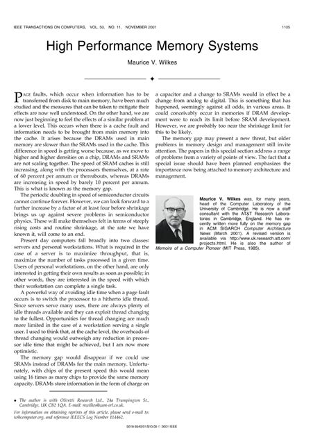 High Performance Memory Systems Ieee Journals And Magazine Ieee Xplore