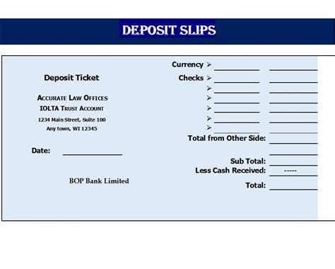 Bank Deposit Slip Template For Free
