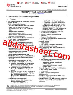TMS320C6748BZCED4E Datasheet PDF Texas Instruments TMS320C6748BZCED4E Datasheet PDF Texas Instruments