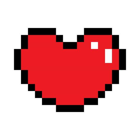 Pixel Art Heart Icon Symbol Flat Design Isolated On White Background