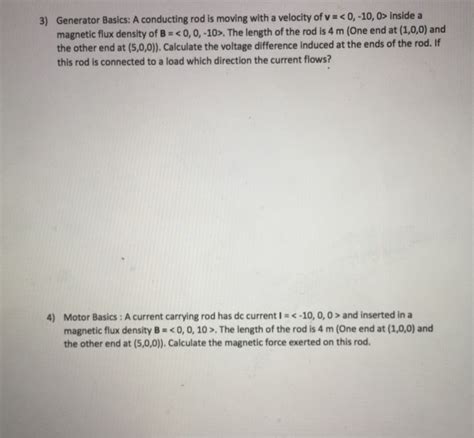 Solved Generator Basics A Conducting Rod Is Moving With A