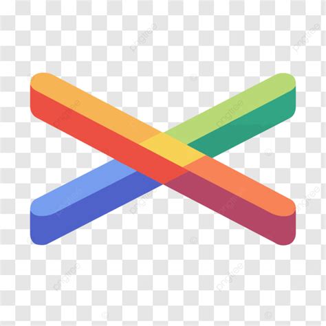 한 모양의 다채로운 화살표가 있는 로고의 X 벡터 흰색 배경에 분리기의 단순한 다채로운 아이콘 그림자 없음 작은 프레임 중앙 Png 일러스트 및 벡터 에 대한 무료