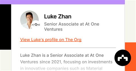 Luke Zhan Senior Associate At At One Ventures The Org