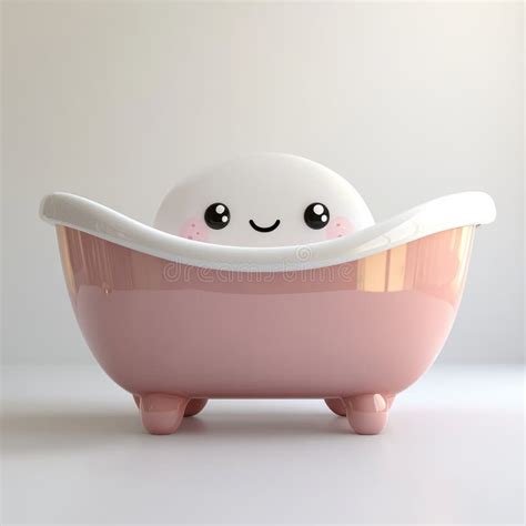 Cute Bathtub With A Smiling Face On White Background Stock Illustration