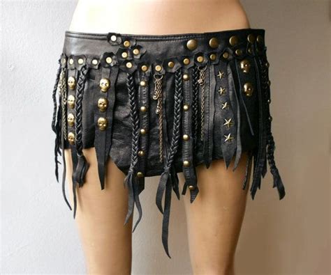 Dream Warriors Black Leather Wrap Mini Skirt Loincloth Etsy Black