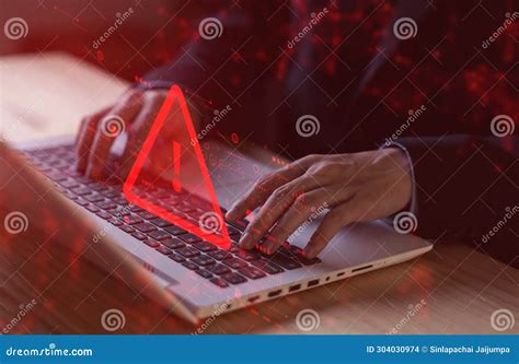 System Hacked Warning Alert On Notebook Laptop Cyber Attack On