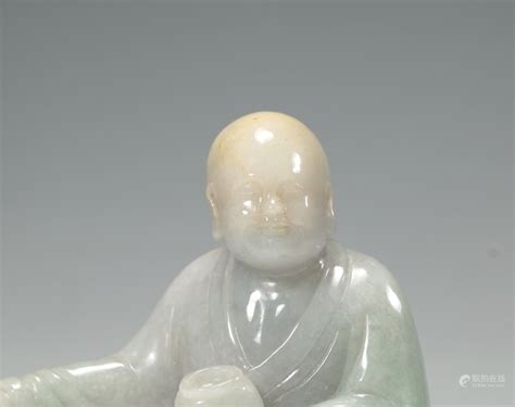 51bidlive Chinese Jadeite Carved Seated Lohan