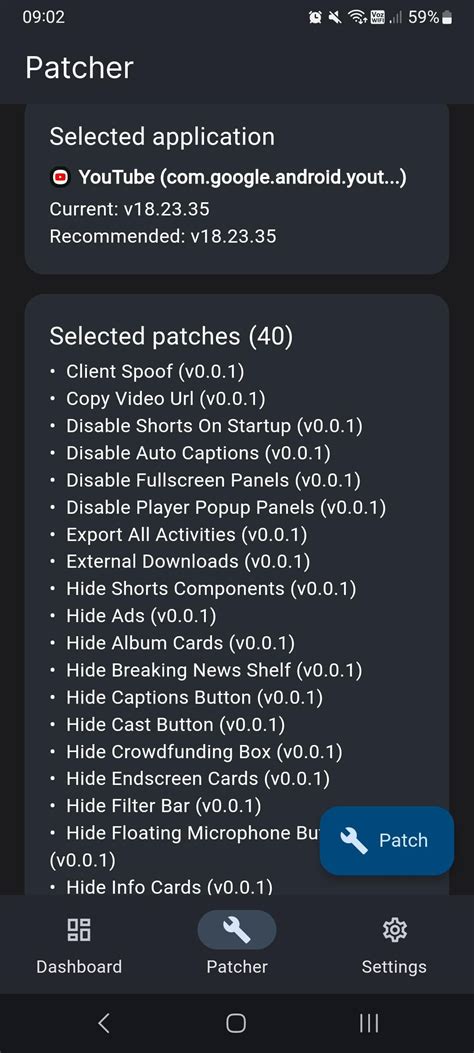 Cant Patch Youtube Wirh Spoof Versión Rrevancedapp