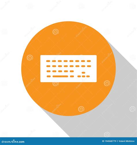 White Computer Keyboard Icon Isolated On White Background Pc Component Sign Orange Circle