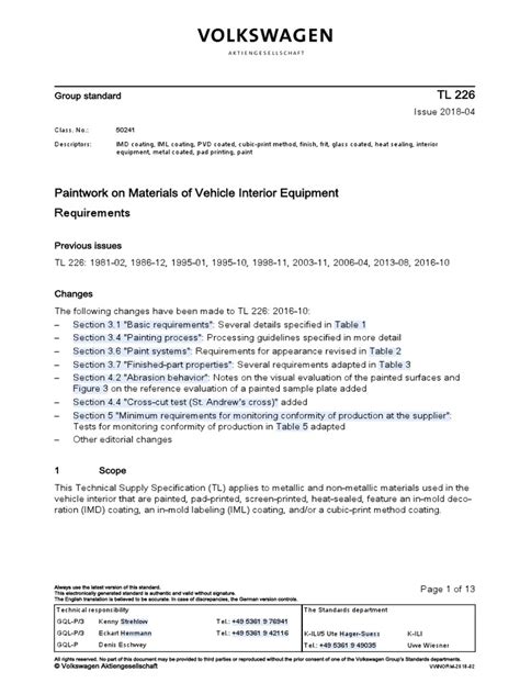 Tl 226 En 2018 Pdf Trunk Car Coating