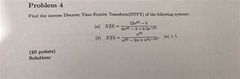 Solved Find The Inverse Discrete Time Fourier Chegg