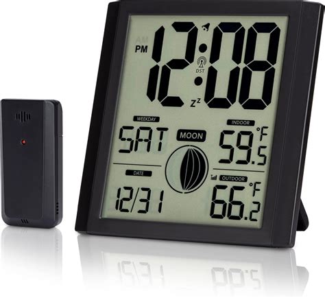 Atomic Wall Clock With Weather Station Wireless Indoor