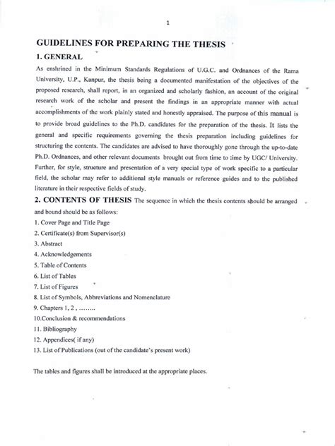 Guidelines For Preparing The Ph D Thesis Pdf
