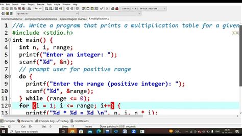 4multiplication Table C Programming Language Lab Pps Lab Jntu