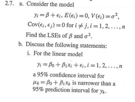 solved 2 7 a consider the model yi b € e € 0