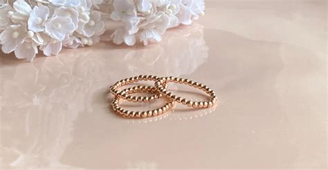 Beaded Ring 14k Rose Gold Filled 14k Yellow Gold Filled Sterling