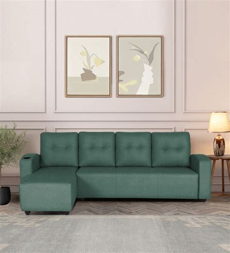Buy Topaz Fabric Rhs 6 Seater Sectional Sofa In Azure Blue Colour