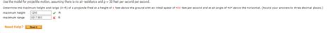 Solved Use The Model For Projectile Motion Assuming There
