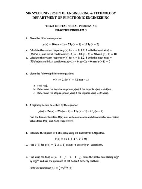 Dsp Practice Problem 3 Pdf Digital Signal Processing