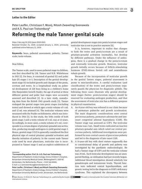 Pdf Reforming The Male Tanner Genital Scale