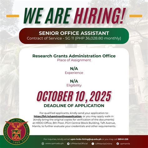 We Are Hiring One University Of The Philippines Manila Facebook