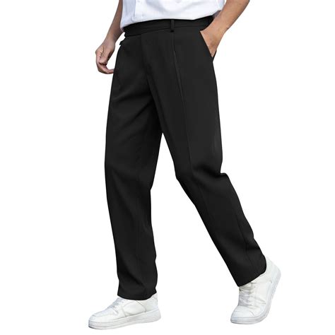 Hlysgo Pleated Dress Slacks Men Straight Leg Solid Color Suit Pants