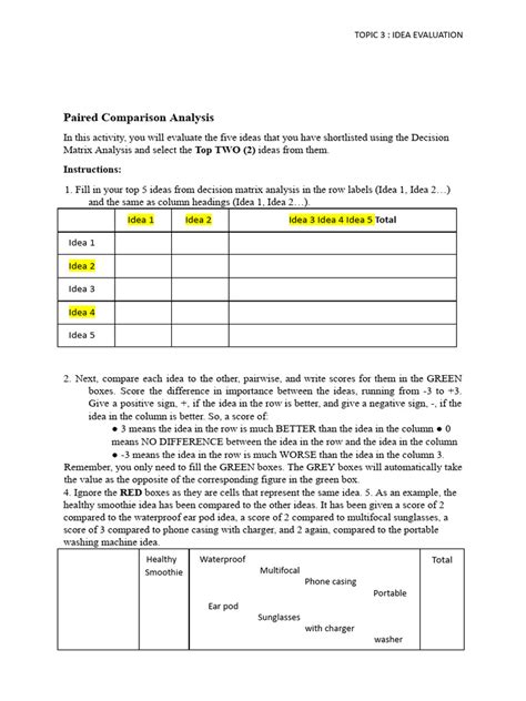 Biza W4 Paired Comparison Analysis Pdf Applied Mathematics