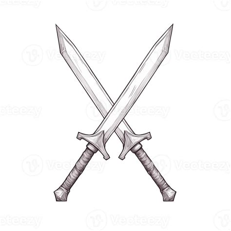 Two Crossed Swords Symbolizing Conflict Strength And Unity In Battle