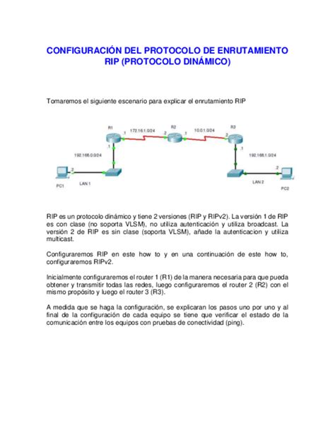 Pdf Configuracion Del Protocolo De Enrutamiento Rip