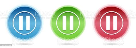 Pause Icon Glass Round Buttons Set Illustration Stock Illustration