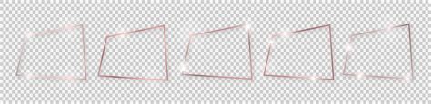 Premium Vector Set Of Five Rose Gold Shiny Rectangular Frames With