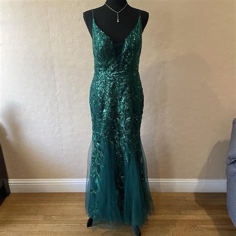 Andreaandleo Emerald Green Sequin Mermaid Dress Size 10 Gem