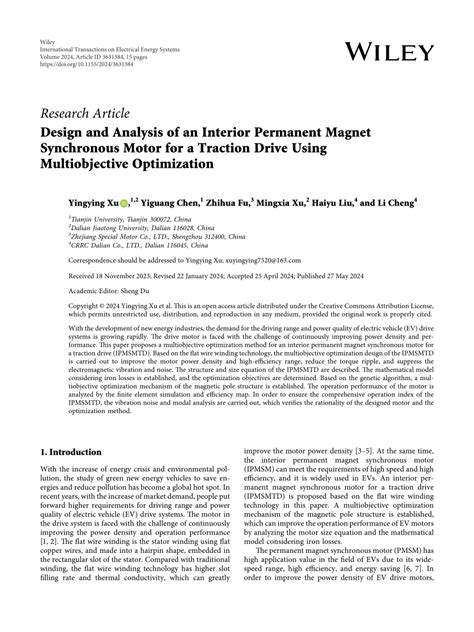 Pdf Design And Analysis Of An Interior Permanent Magnet Synchronous