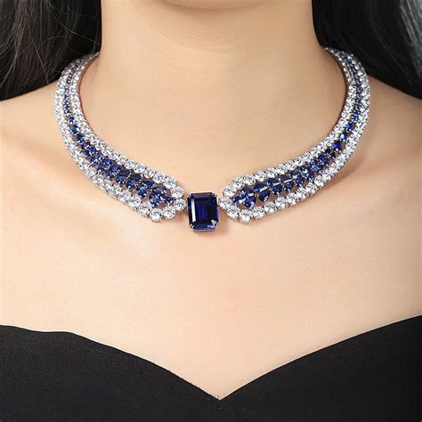Luxury Sapphire Choker Necklace For Women