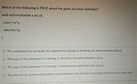 Solved Which Of The Following Is True About The Given