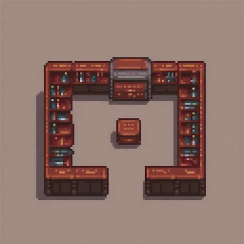Pixel Art Of A Cozy Workspace With A Desk And Chair Premium Ai