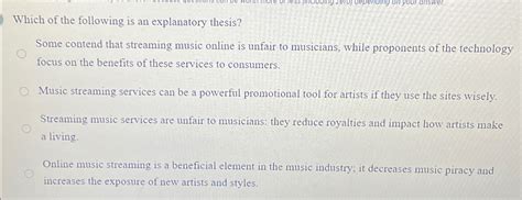 solved which of the following is an explanatory thesissome