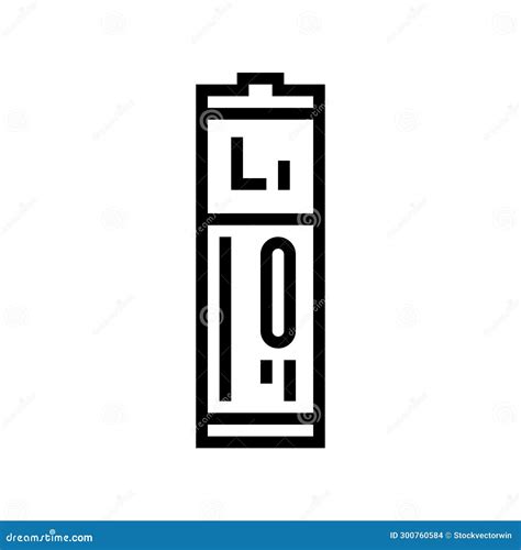 Lithium Ion Battery Line Icon Vector Illustration Stock Vector