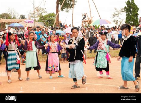 Lisu Hill Tribe Show Colorful And Beautiful Of Traditional Clothes