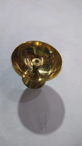 Round Base Antique Brass Jyoti Deepak For Temple Size 4 Inch L At