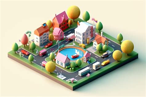 Premium Photo 3d Render Maps City Street Views Parks Trees Road