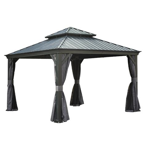 Gdfstudio Traditional Outdoor 12x12 Dual Layer Galvanized Steel Hardtop