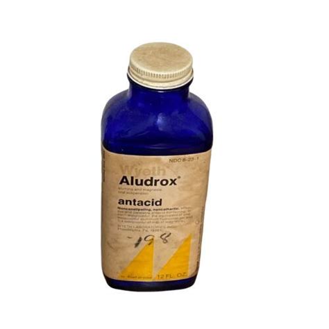 Vintage 12 Oz Wyeth Aludrox Antacid Cobalt Blue Glass Medicine Bottle