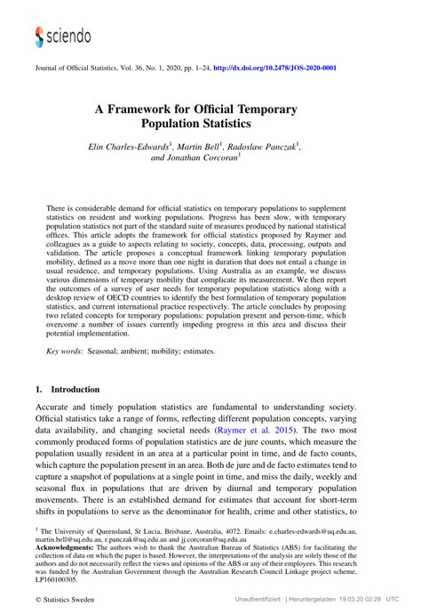 Pdf A Framework For Official Temporary Population Statistics