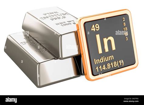 Indium Ingots With Chemical Element Icon Indium In 3d Rendering Isolated On White Background