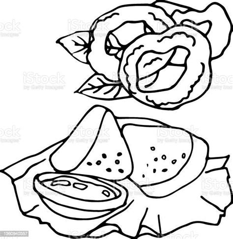 벡터 핸드 그린 햄버거와 스낵 개체 그려진 패스트 푸드 요소 샌드위치 길거리 음식 튀긴 칼라마리 튀긴 치즈 건강에 좋지 않은 음식에 대한 스톡 벡터 아트 및 기타 이미지